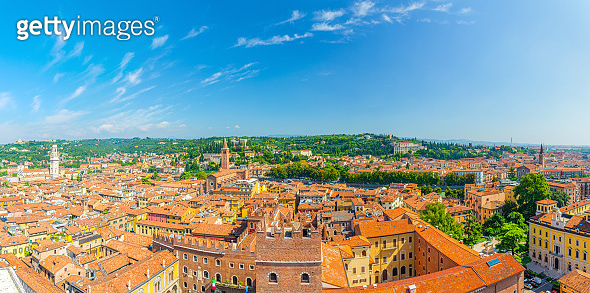 Aerial panoramic view of Verona city historical centre Citta Antica ...