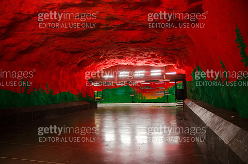 underground metro tunnelbana station Solna Centrum (blue line, central ...