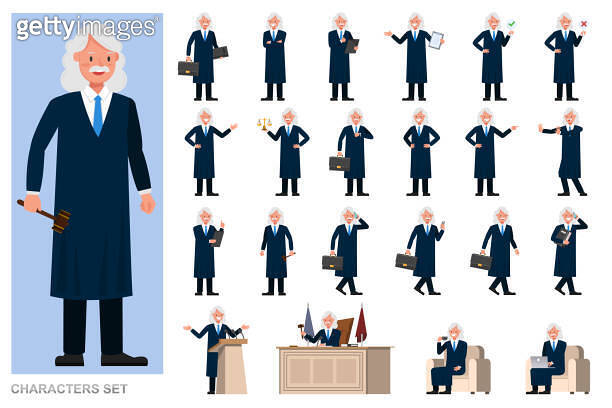 Set of Judge Man character vector design. Presentation in various ...