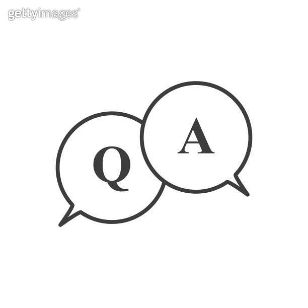 Questions and answers icon. Q and A speech outline (1219424739) 일러스트 ...