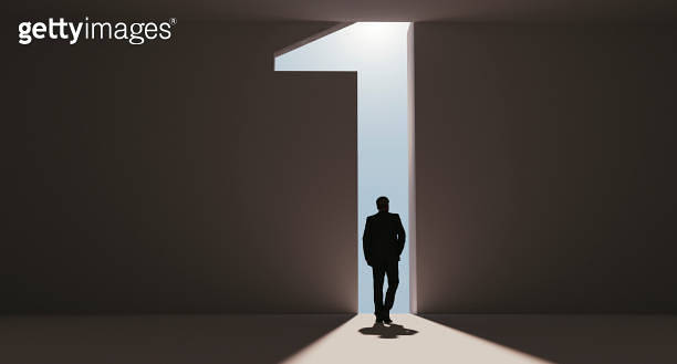 Businessman or leader achieves first place and becomes number one at ...