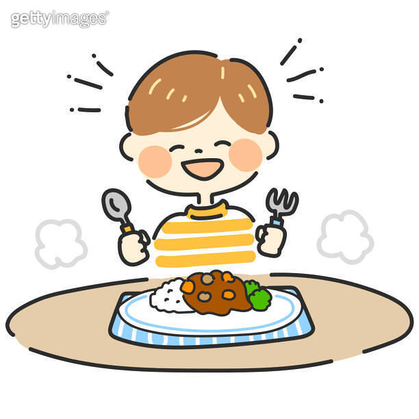 Boy eating curry rice 이미지 (1280976529) - 게티이미지뱅크