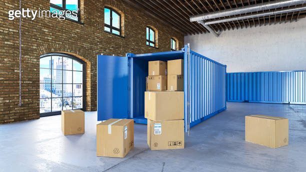 Cargo Container in Warehouse 이미지 (1255173147) - 게티이미지뱅크