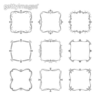 Big vintage square frames set. Ornate filigree borders. Vector isolated ...