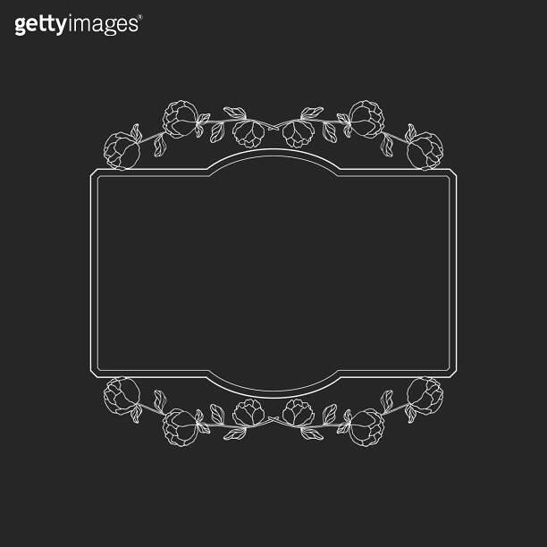 Spring rectangular flower border. Floral branch frame for wedding card ...