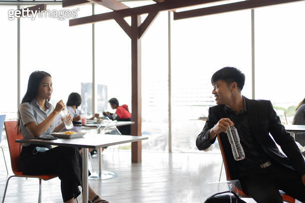 Asian people greet each other while eating..They have to sit with ...