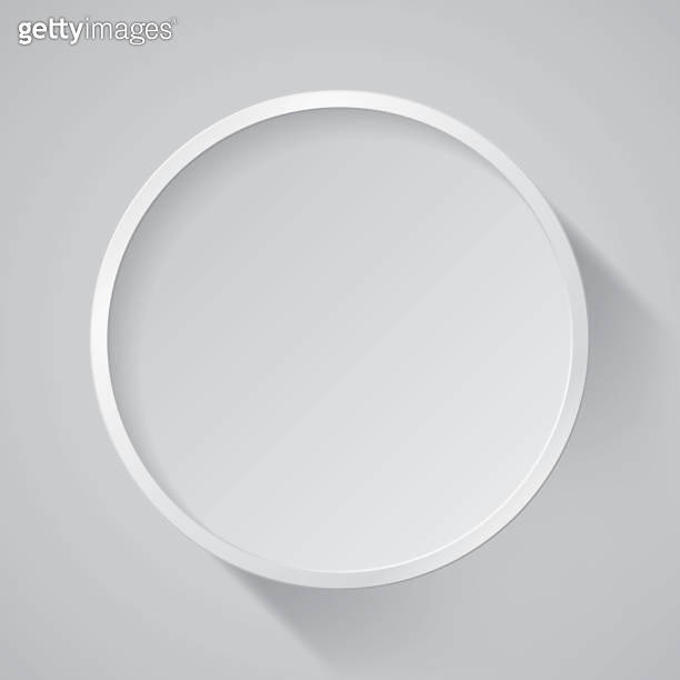 Realistic empty round white frame on gray background, border for your ...