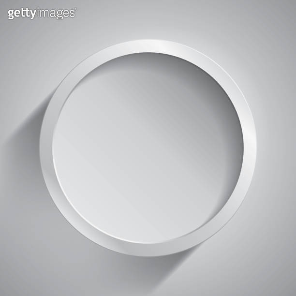 Realistic empty round white frame on gray background, border for your ...