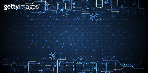 Abstract technology concept with binary code . Circuit board, high ...