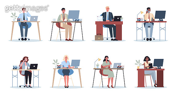 Office worker set. Business people character in office. Person in suit ...