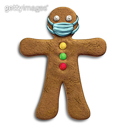 Gingerbread man with a face mask 이미지 (1289845340) - 게티이미지뱅크