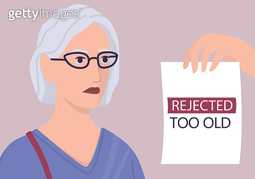 Recruitment ageism concept. HR specialist reject an old man cv ...