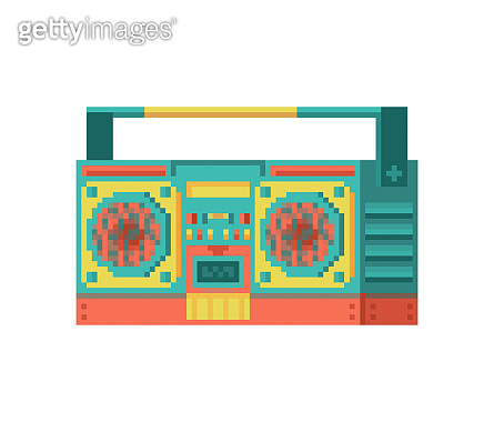 Audio tape recorder pixel art. Boombox 8 bit. Pixelate vector ...