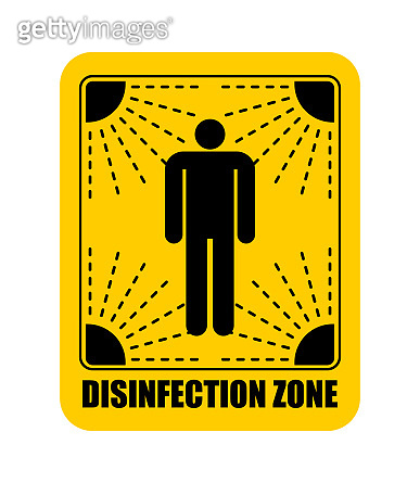 Disinfection area sticker. Virus Exclusion Zone. Clean Room yellow ...