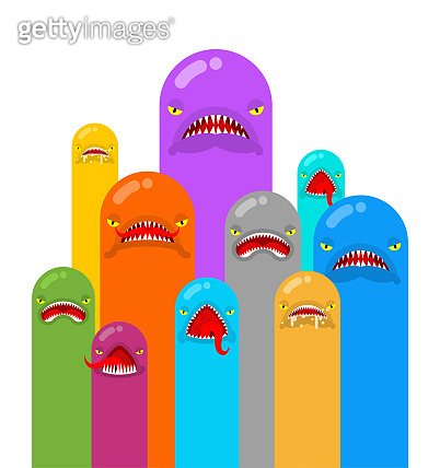 Angry worm set. Evil worms isolated. vector illustration 이미지 ...
