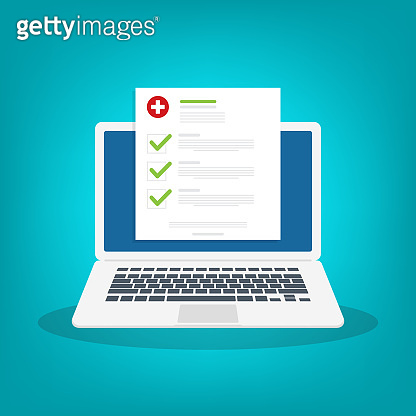 Medical prescription online or digital medicine test results with ...