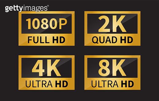8k Ultra Hd icon, 4k Ultra Hd, 2k Ultra Hd, 1080 Full Hd Resolution ...