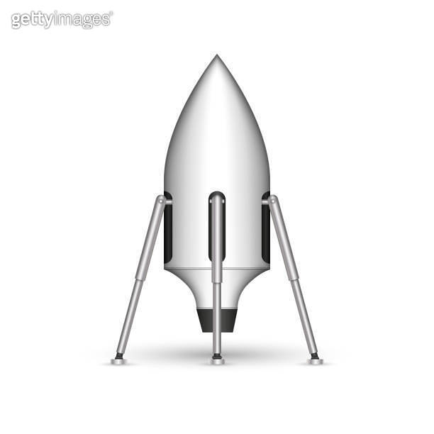 Reusable space rocket on legs futuristic concept mockup, shuttle ...