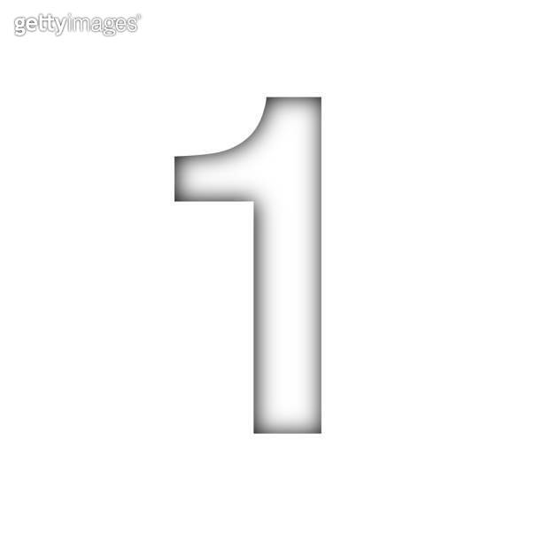 Number 1 Print in Quirky Circular Cut-out Design on White Background ...