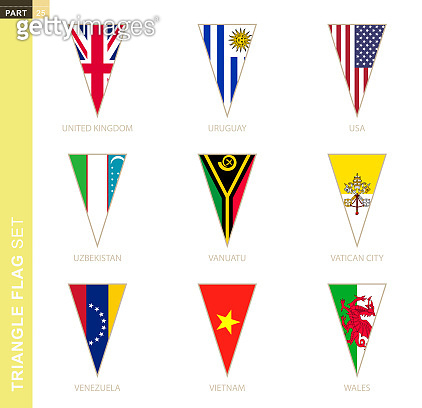 Triangle flag set, stylized country flags. 이미지 (1208364071) - 게티이미지뱅크