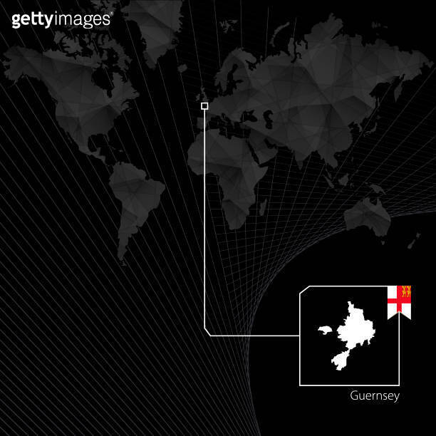 Sark on black World Map. Map and flag of Sark. 이미지 (1266782010) - 게티이미지뱅크