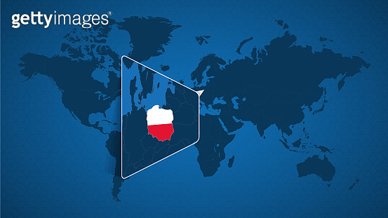 Detailed world map with pinned enlarged map of Poland and neighboring ...