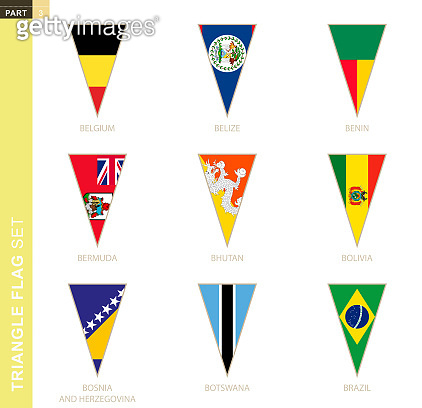 Triangle flag set, stylized country flags. (1208363260) - 게티이미지뱅크