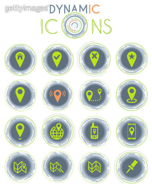 Pointer and maps dynamic icons 이미지 (1254395805) - 게티이미지뱅크