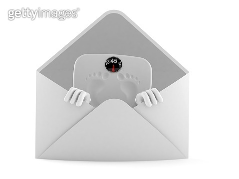 Weight scale character inside envelope (1220495523) - 게티이미지뱅크