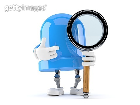 LED character with magnifying glass 이미지 (1223337948) - 게티이미지뱅크