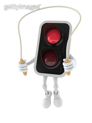 Red traffic light character jumping on jumping rope 이미지 (1219100210 ...