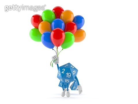 RPG dice character flying with balloons 이미지 (1283806520) - 게티이미지뱅크