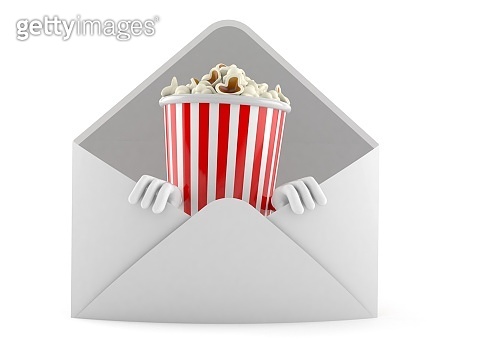 Popcorn character inside envelope 이미지 (1215857588) - 게티이미지뱅크