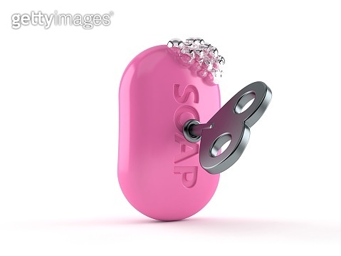 Bar of soap with clockwork key 이미지 (1257438799) - 게티이미지뱅크
