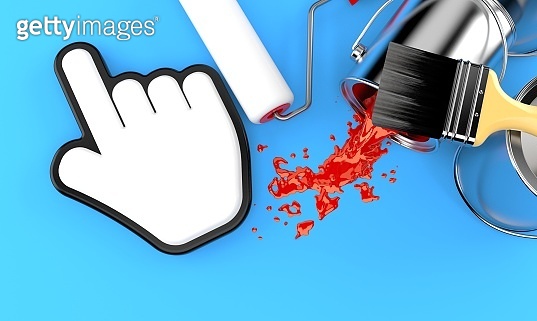 Cursor with paint buckets 이미지 (1256336044) - 게티이미지뱅크