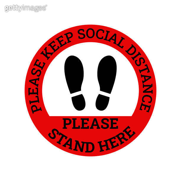 Social distance sticker on floor. Keep your distance. Coronavirus Covid ...