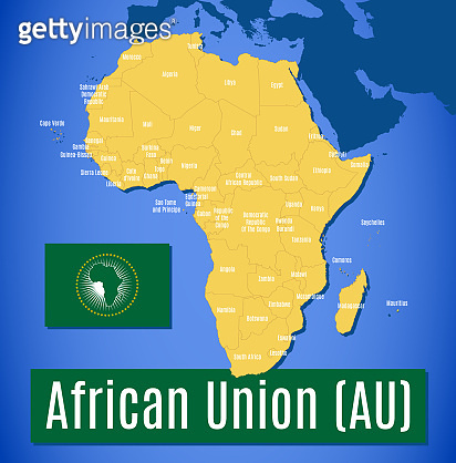 Schematic vector map and flag of the African Union (AU) (1203527481 ...