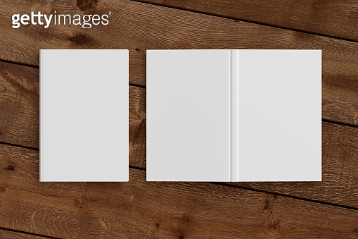 Blank white vertical closed and open and upside down book cover ...