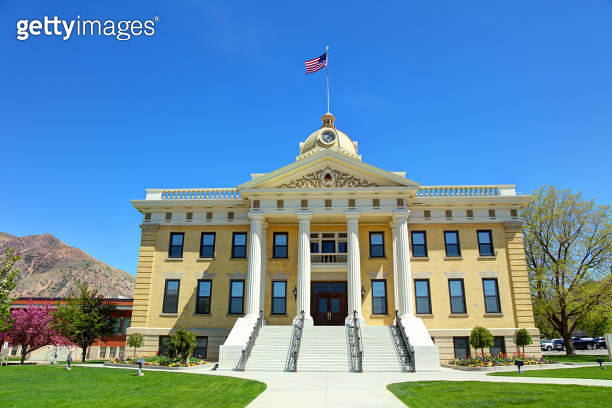 Box Elder County Courthouse in Brigham City, Utah (1200842594) - 게티이미지뱅크