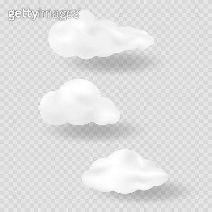 Realistic vector image set of three white clouds with shadow. 이미지 ...
