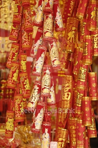 Chinese firecrackers at a market stall, Dihua Street, Taipei, Taiwan ...