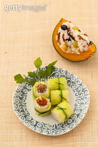 Baked pumpkin with rice and cabbage roll 이미지 (a10327800) - 게티이미지뱅크