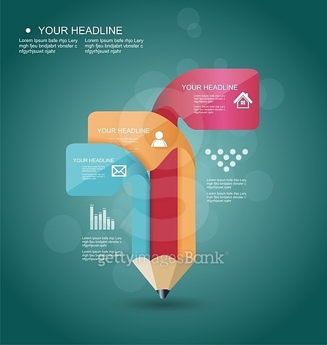 Vector pencil Infographic timeline template with icons (a10746873) 일러스트 ...