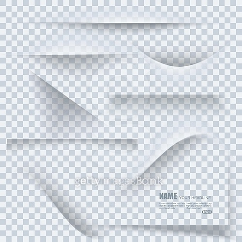 Set of transparent realistic paper shadow effects on blank sheet ...