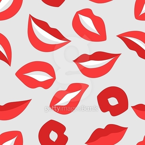 Female lips seamless pattern. Mouths with red lipstick in variety of ...