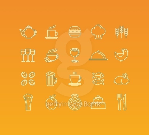 Vector set of 20 icons and sign in mono line style 이미지 (a10750697) - 게티 ...