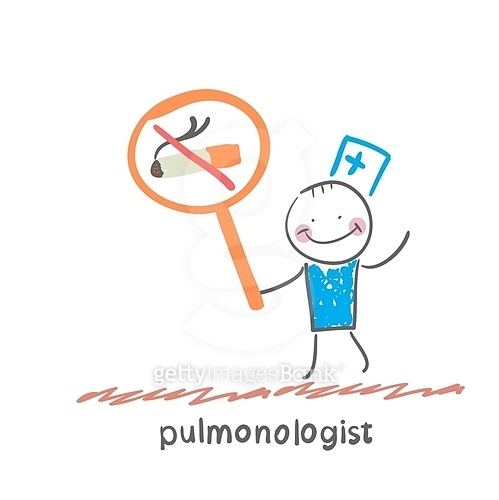 pulmonologist holding posters with a picture of a cigarette 이미지 ...