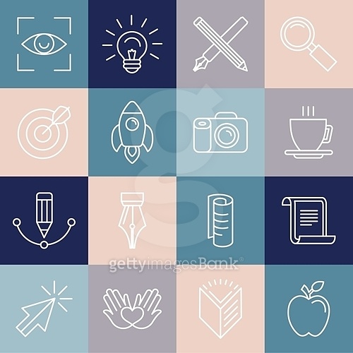 Vector graphic designer icons and badges in linear style (a10750879 ...