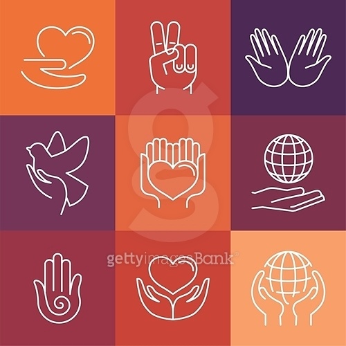 Vector charity line logos and signs (a10751018) 아이콘, 무료 아이콘 - 게티이미지뱅크