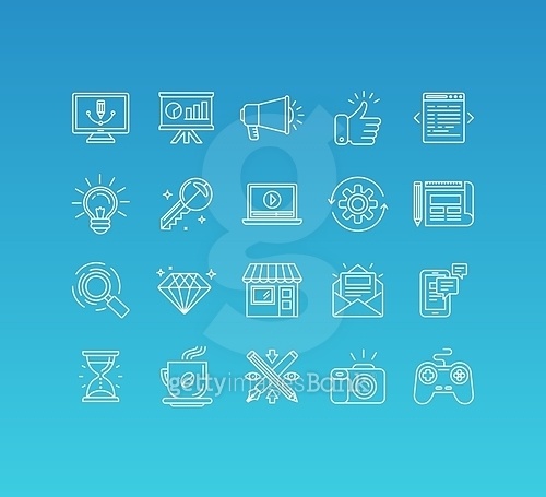 Vector set of 20 icons and sign in mono line style (a10752147) 일러스트 ...
